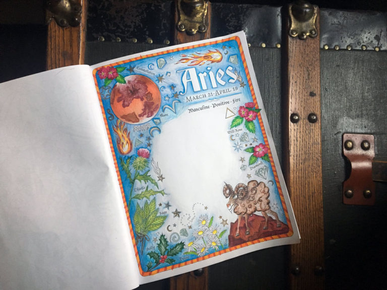Aries Coloring Page in Complementary Colors - Coloring Book of Shadows