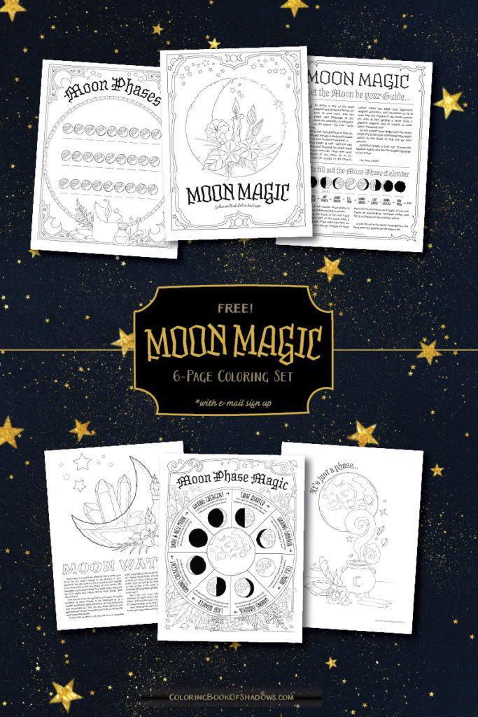 A Free Moon Magic Coloring Page Set - Coloring Book of Shadows