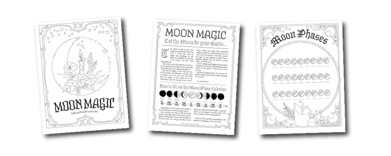 A Free Moon Magic Coloring Page Set - Coloring Book of Shadows